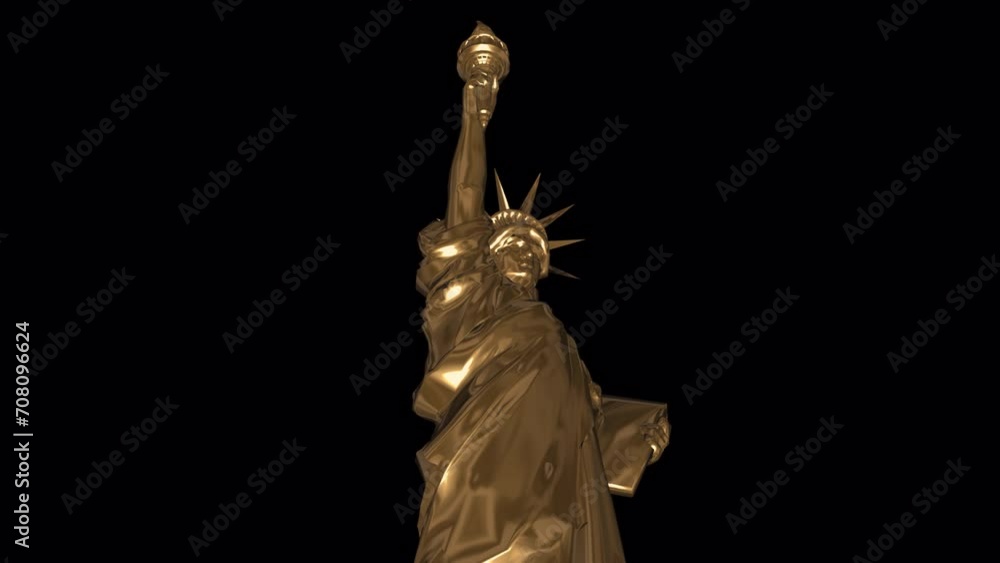 Statue of Liberty - Golden Metal - 4K Rotation Loop - III - Low Angle ...