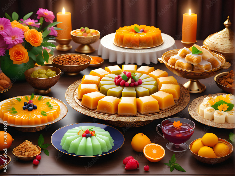 Eid Feast Extravaganza: A Table Overflowing with Halwa, Sherbet, and ...
