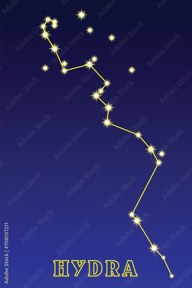 Constellation Hydra. Illustration of the constellation Hydra ...