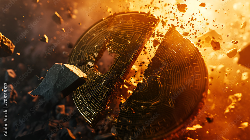 btc breaking with an explosion, end of bitcoin, bitcoin halving 2024 ...