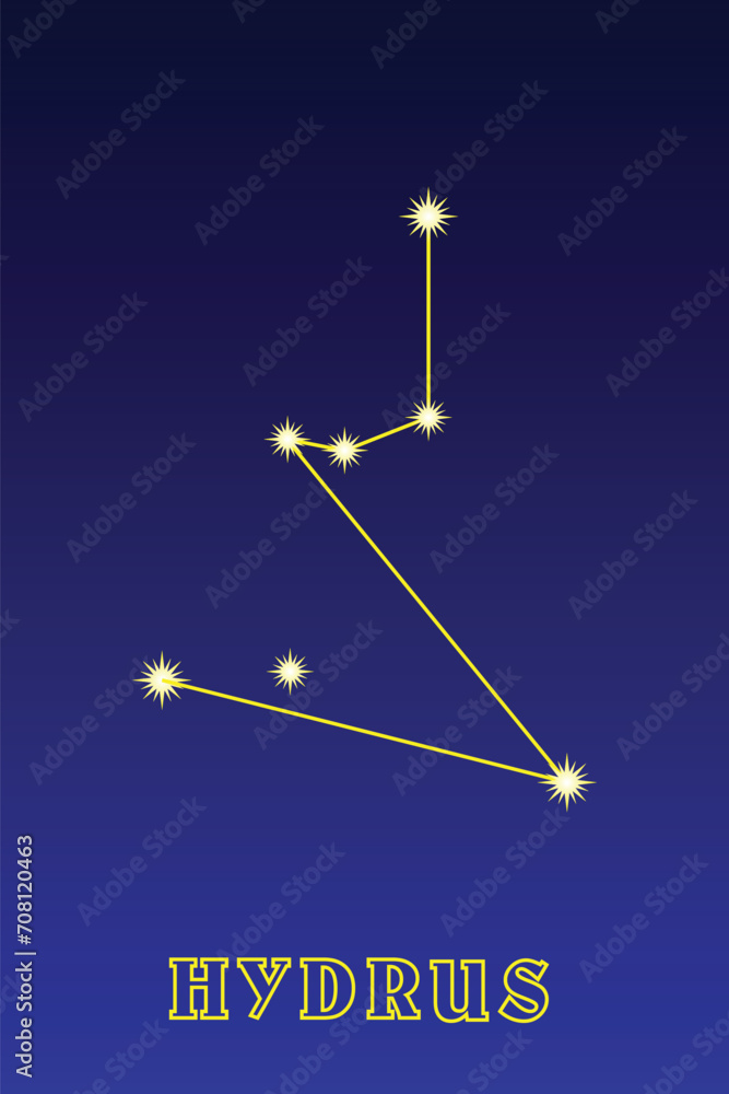 Constellation Hydrus. Illustration of the constellation Southern Hydra ...