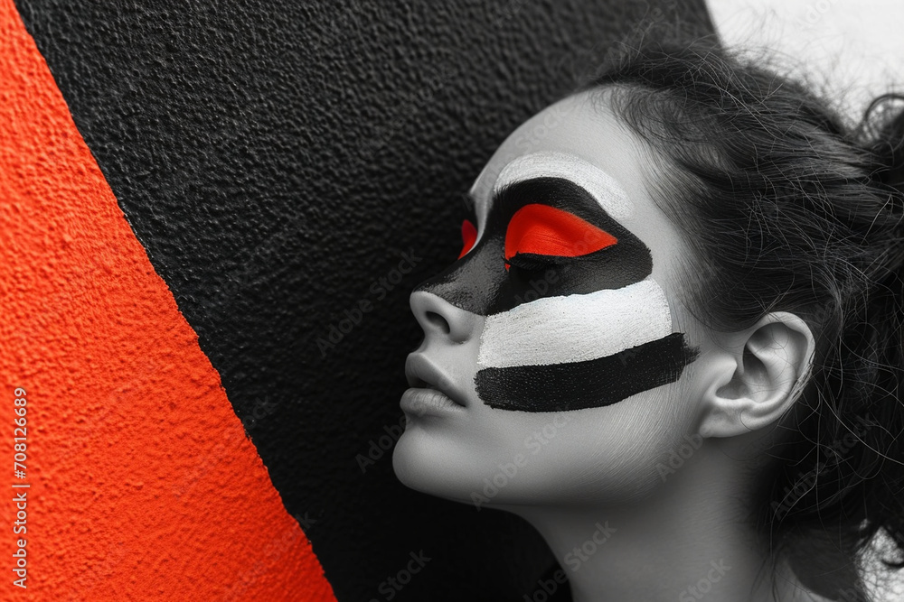 An avant-garde depiction of a girl with paint forming avant-garde ...