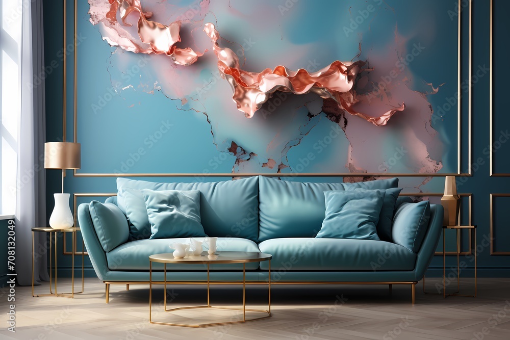 Liquid cerulean and rose gold colliding, producing an entrancing ...