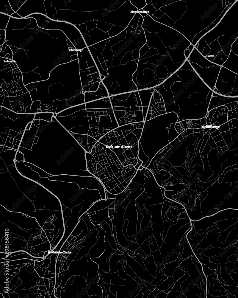 Esch-sur-Alzette Luxembourg Map, Detailed Dark Map of Esch sur Alzette ...