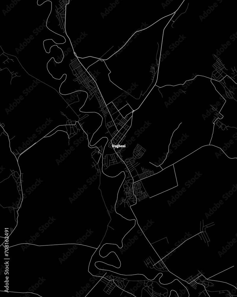 Ungheni Moldova Map, Detailed Dark Map of Ungheni Moldova Stock ...