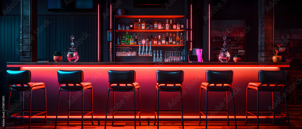 interior of a classic retro low light bar with high back chairs at ...