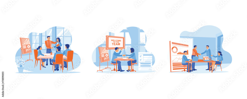 New employee concept. Introducing new employees. Welcome to our team ...