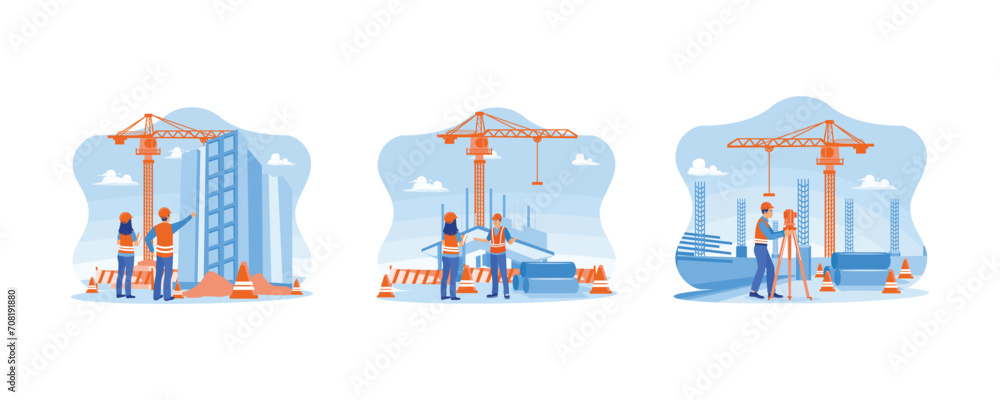 Architect and engineer construction concept. Discussion of construction ...