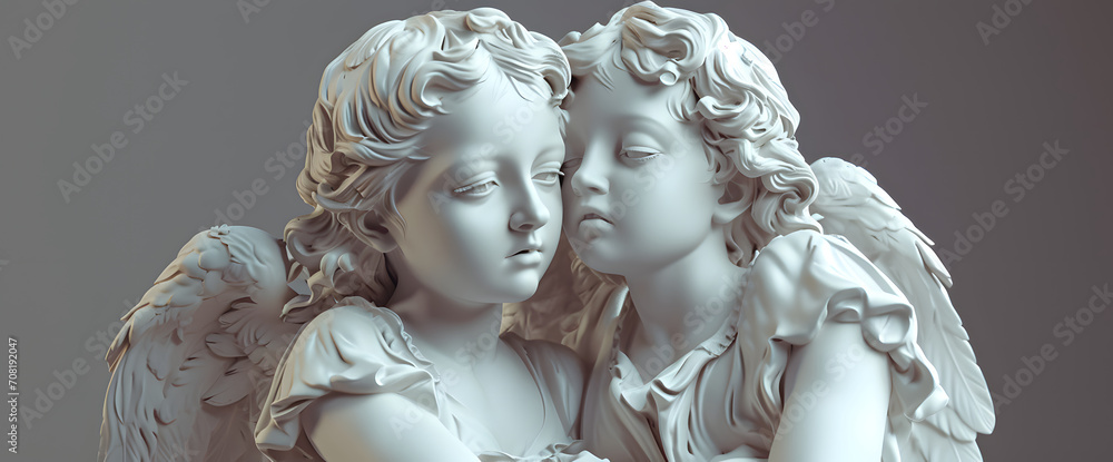 statues of two beautiful angels standing next to each other Stock ...