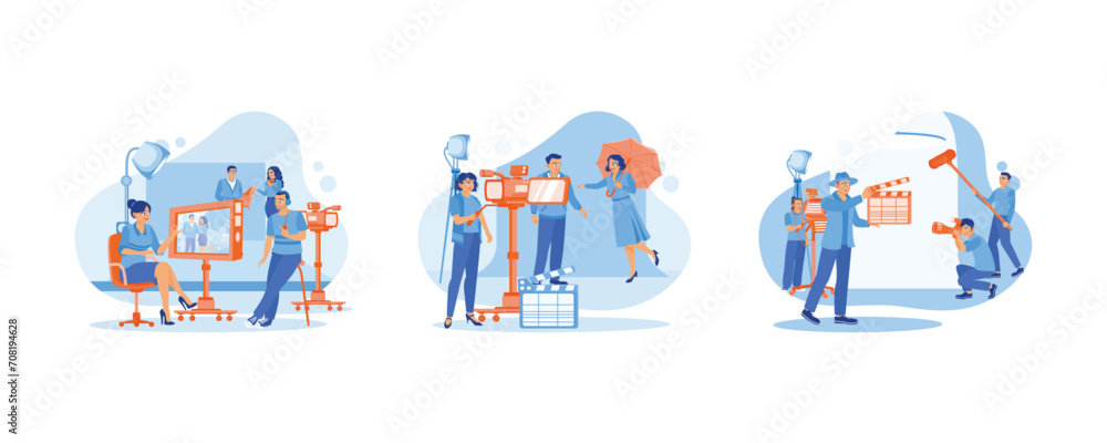 Film Production concept. Assessing the film model's acting through the ...