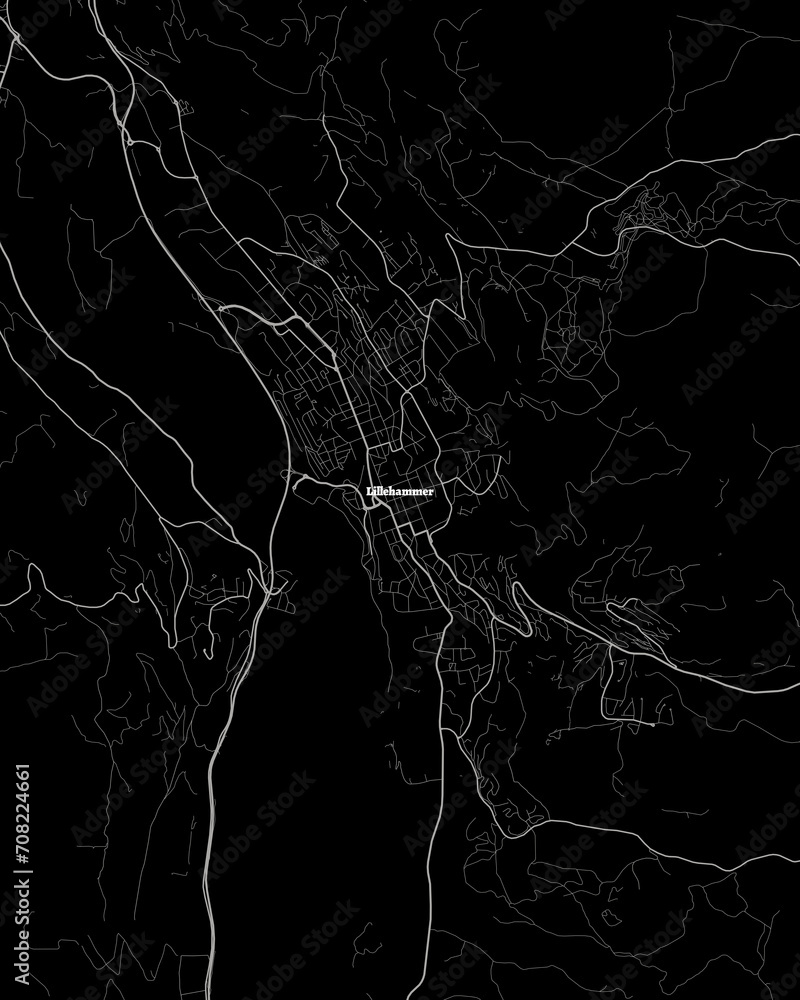 Lillehammer Norway Map, Detailed Dark Map of Lillehammer Norway Stock ...