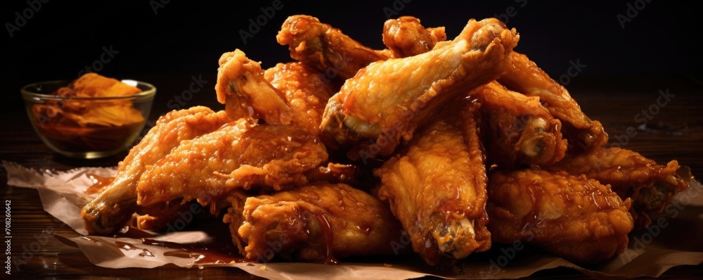 A dimpled photograph shines a spotlight on a heap of fried chicken ...