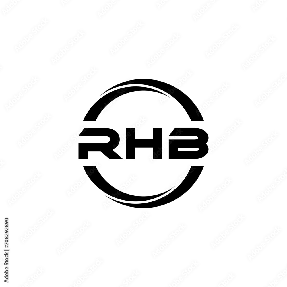 RHB letter logo design with white background in illustrator, cube logo ...
