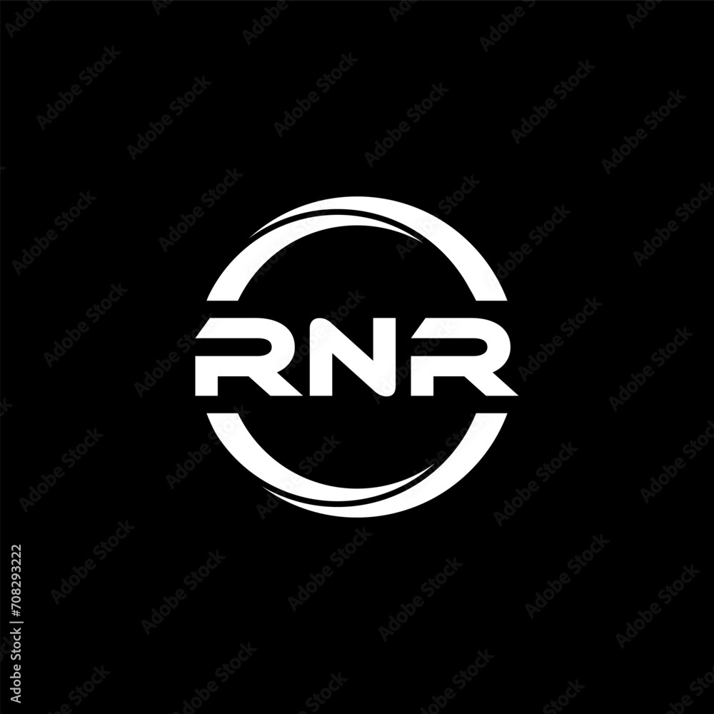 RNR letter logo design with black background in illustrator, cube logo ...