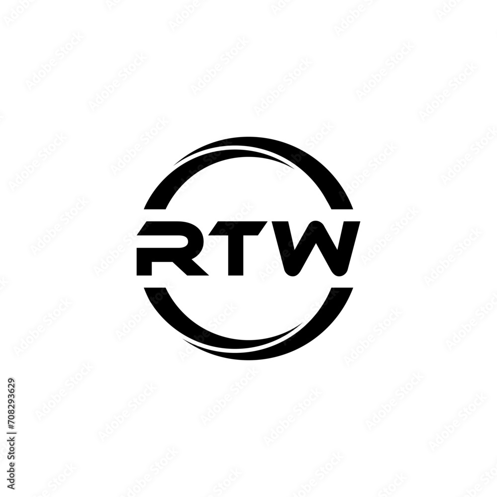 RTW letter logo design with white background in illustrator, cube logo ...