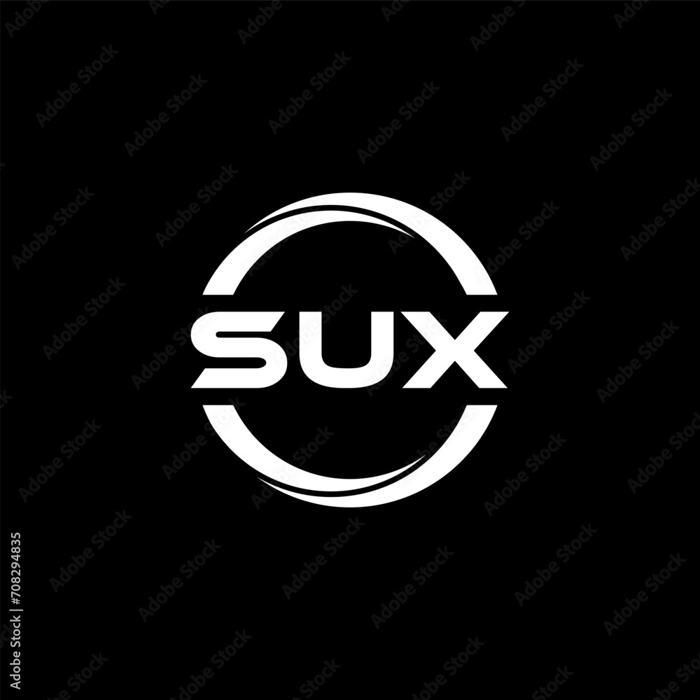 SUX letter logo design with black background in illustrator, cube logo ...