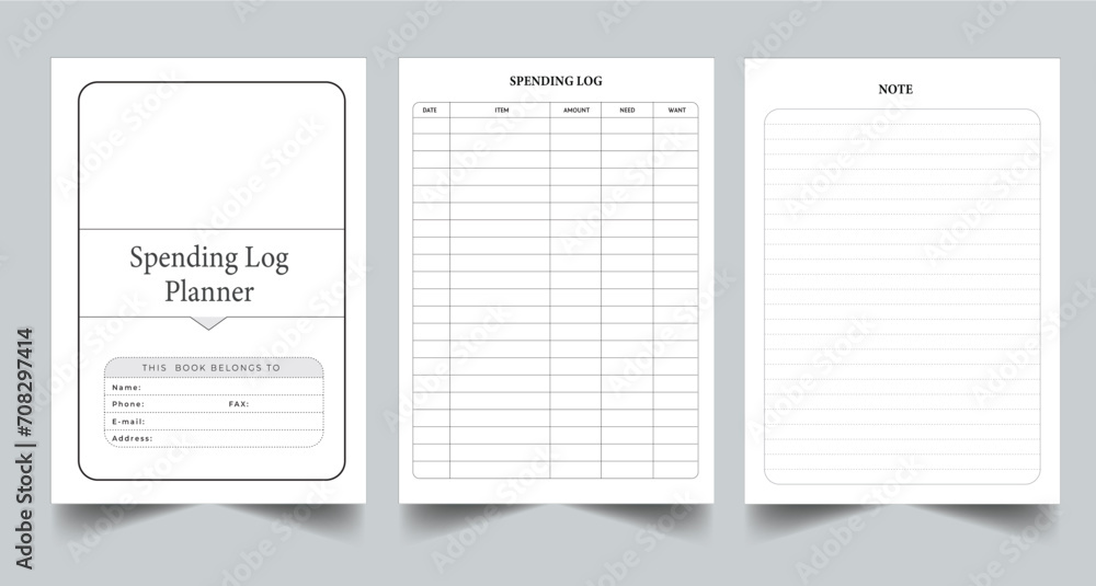 Editable Spending Log Planner Kdp Interior printable template Design ...