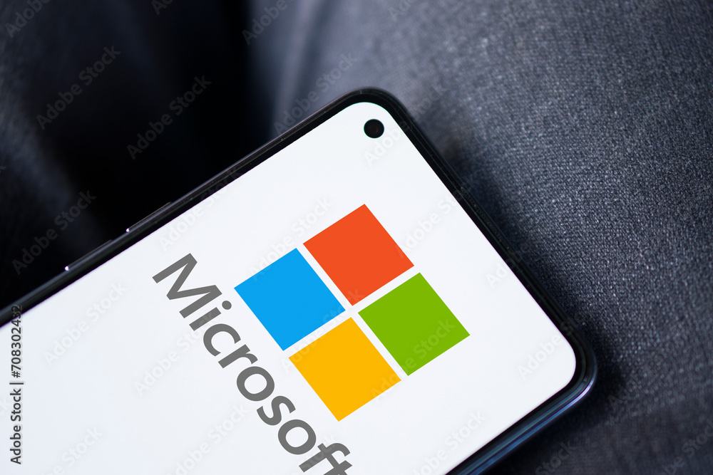Dhaka, Bangladesh - 19 March 2024:Microsoft logo on smartphone ...