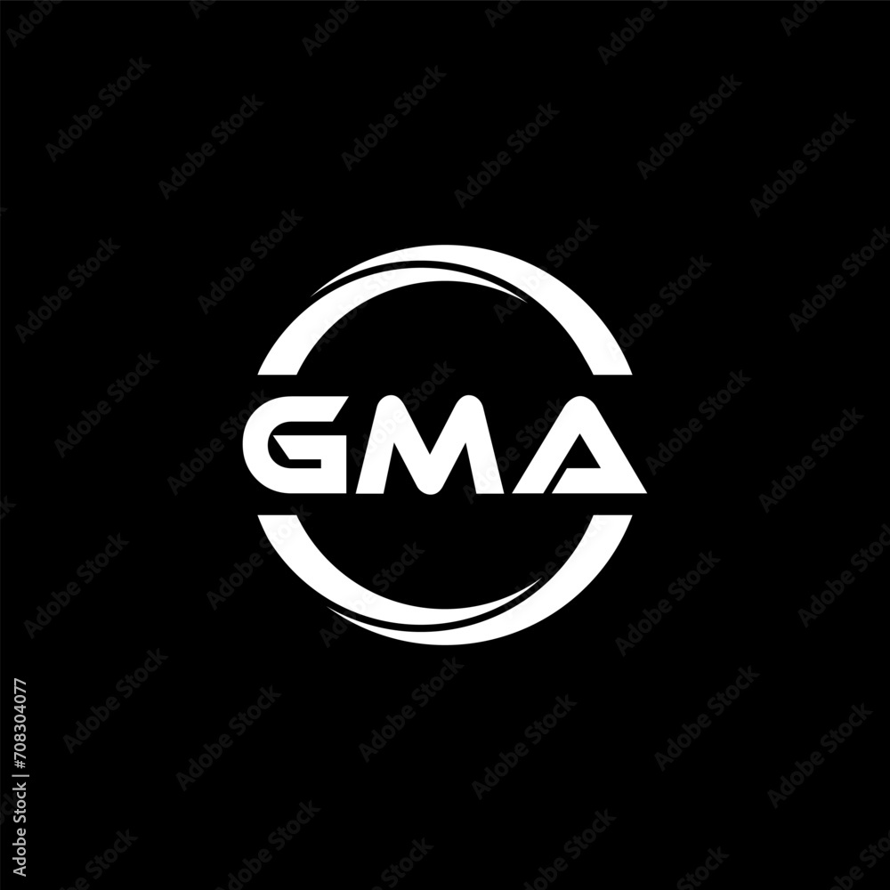 GMA letter logo design with black background in illustrator, cube logo ...