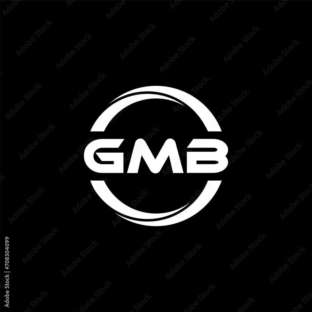GMB letter logo design with black background in illustrator, cube logo ...