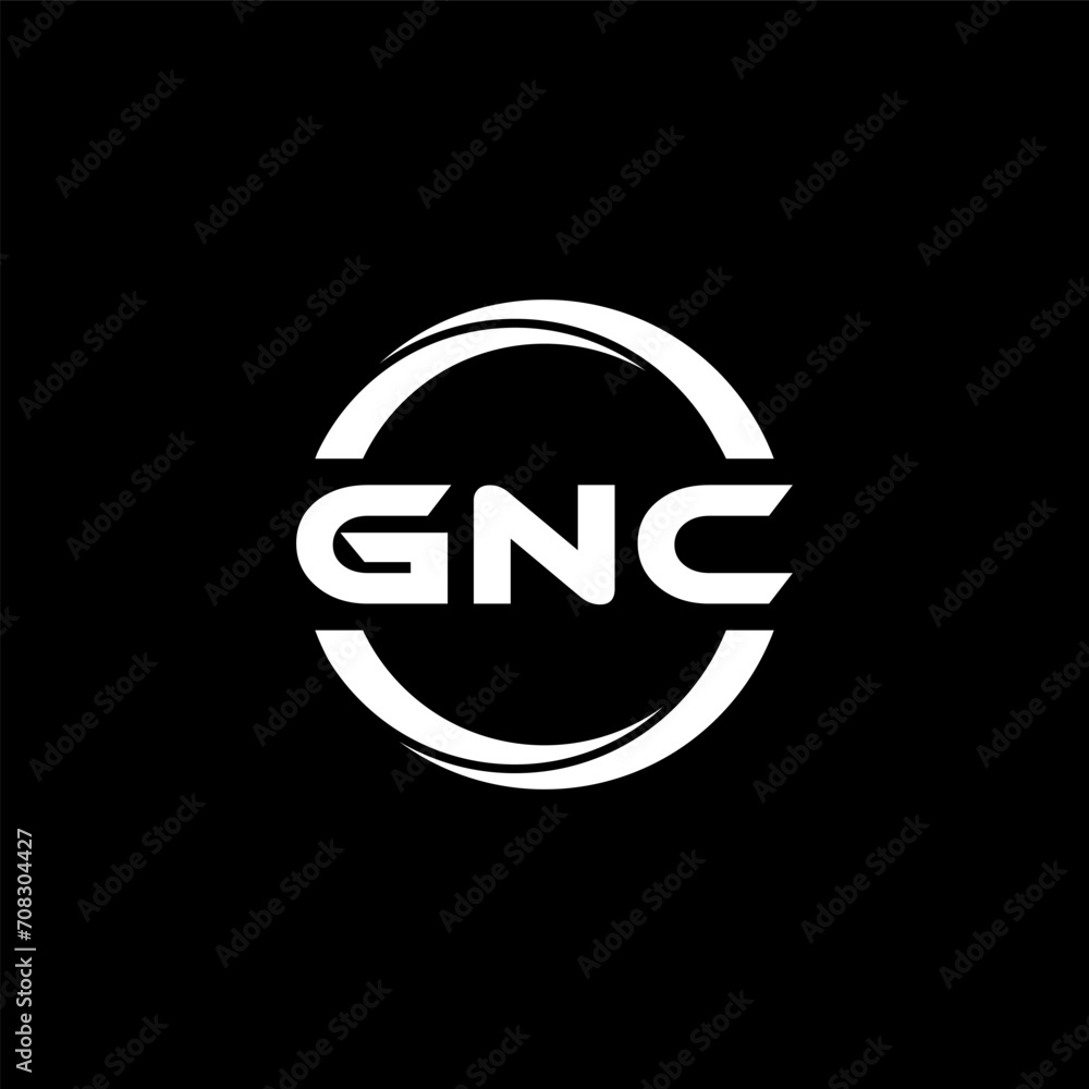 GNC letter logo design with black background in illustrator, cube logo ...
