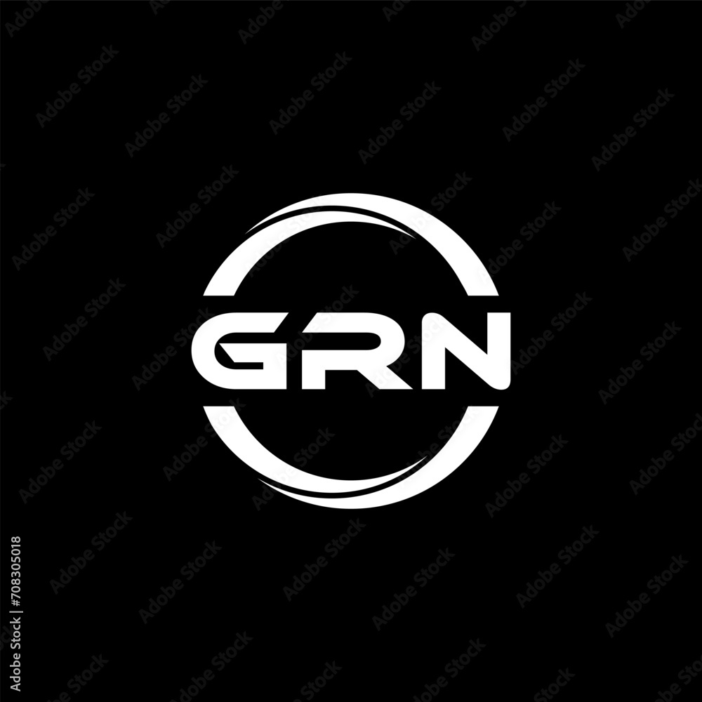 GRN letter logo design with black background in illustrator, cube logo ...