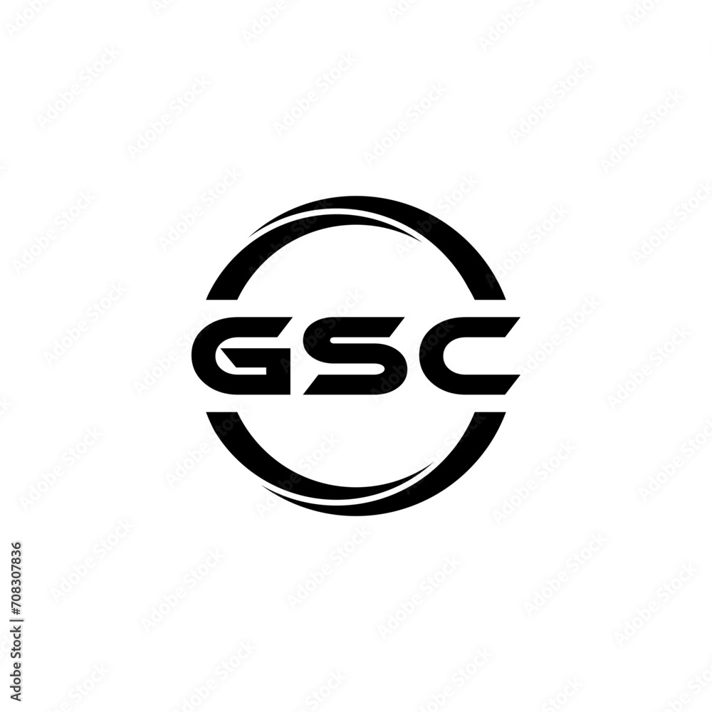 Vecteur Stock GSC letter logo design with white background in ...