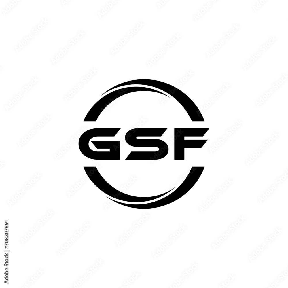 GSF letter logo design with white background in illustrator, cube logo ...