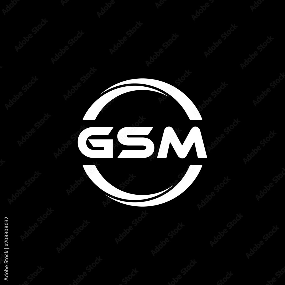 GSM letter logo design with black background in illustrator, cube logo ...