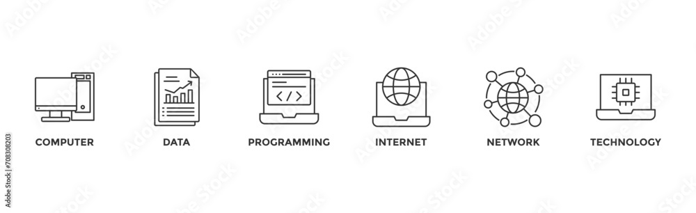 Information Technology Banner Web With Icon Of Computer Data Programming Database Internet
