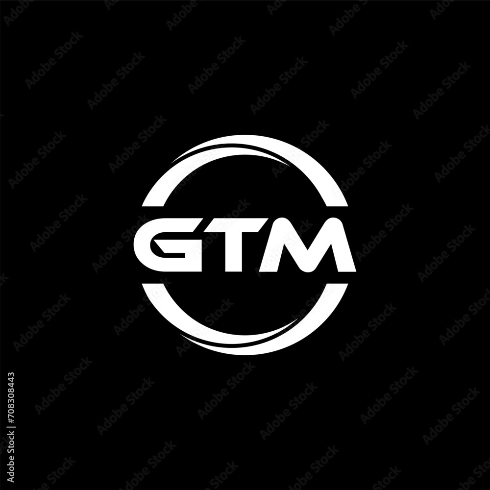 GTM letter logo design with black background in illustrator, cube logo ...