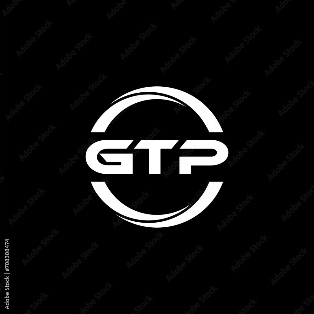 GTP letter logo design with black background in illustrator, cube logo ...