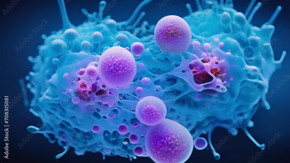 Vidéo Stock The microscopic view of ovarian cancer cells, showing the ...