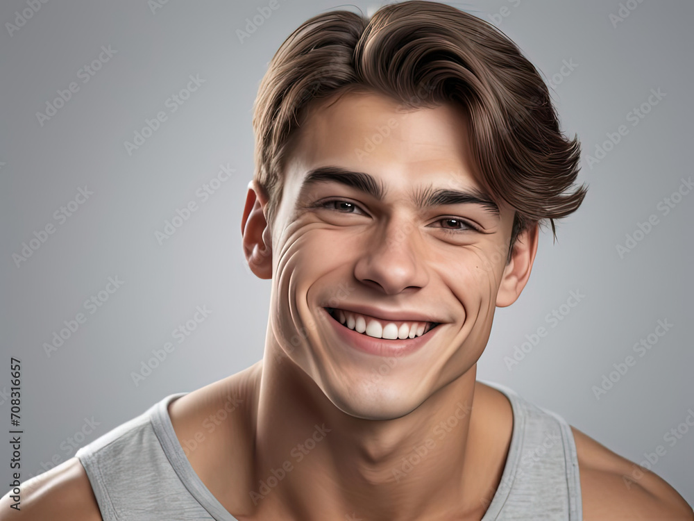 Passionate Teenage European Man - Close-up portrait of a muscular ...