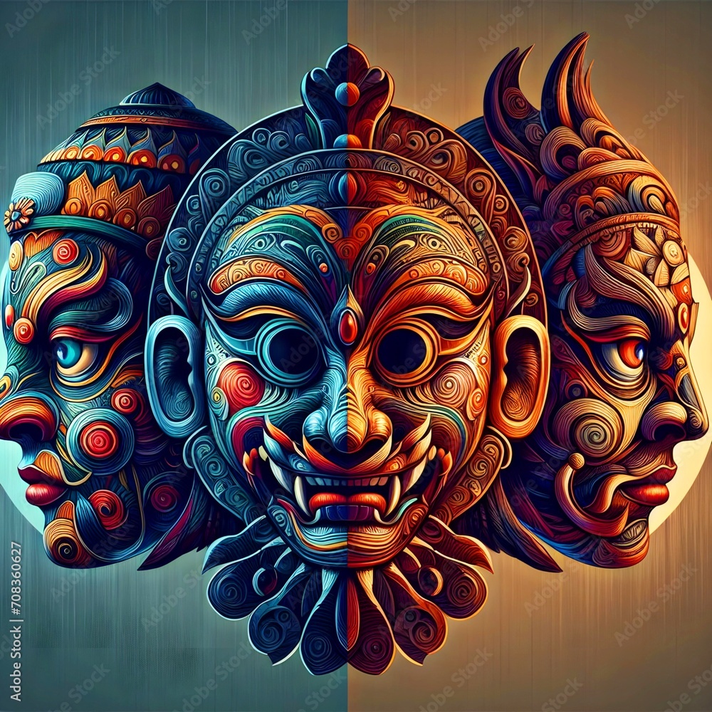Sri Lanka Traditional Mask Art - Cultural Masks in Vivid Colors: A ...