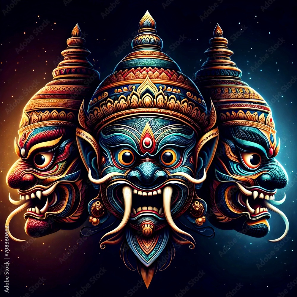 Sri Lanka Traditional Mask Art - Cultural Masks in Vivid Colors: A ...