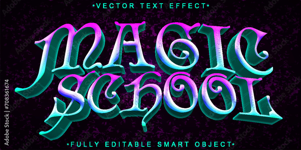 Cartoon Magic School Vector Fully Editable Smart Object Text Effect ...