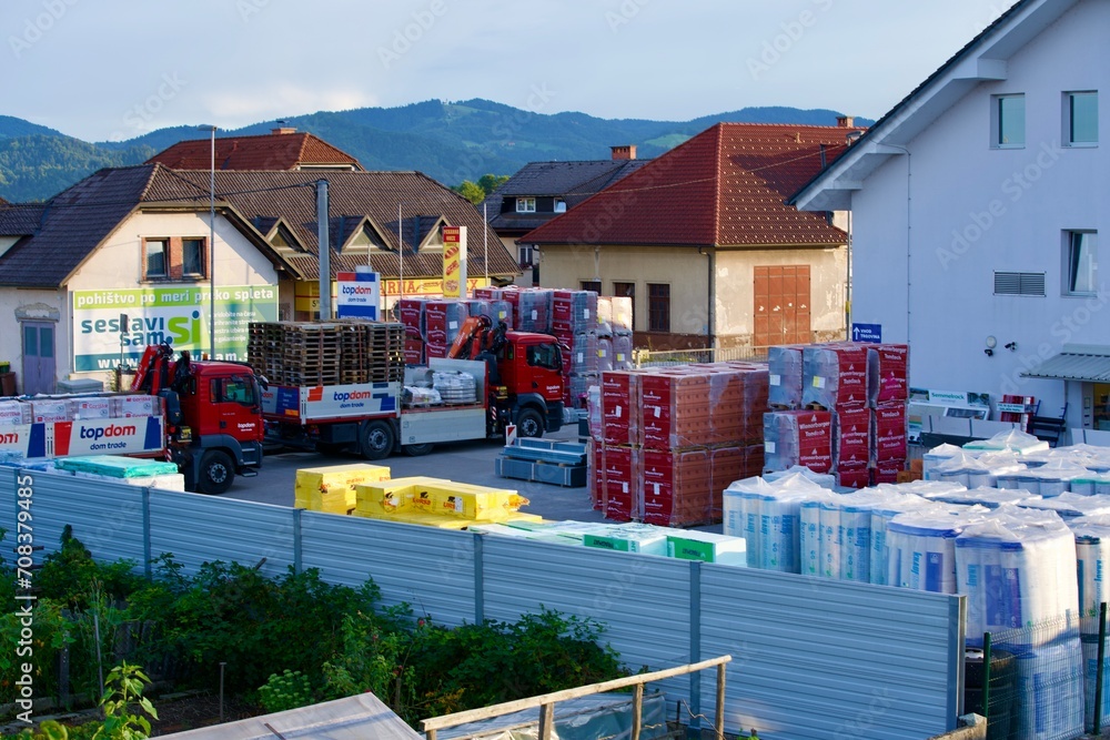 Open air storage of industrial material and equipment with parked ...