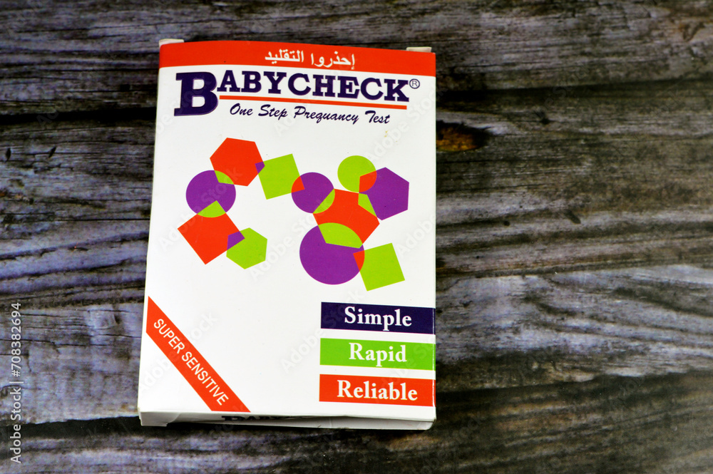 Cairo, Egypt, January 11 2024: Tabarak baby check, Rapid urine ...