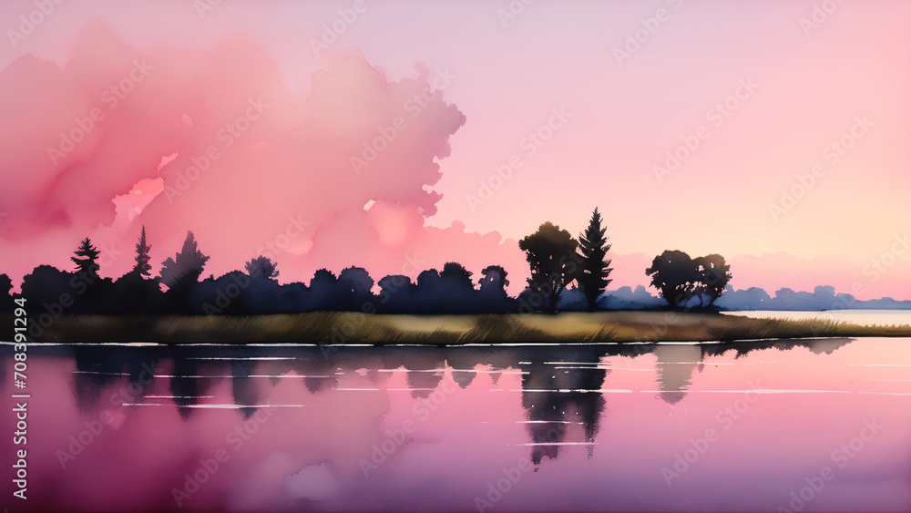 pink tree art Stock Illustration | Adobe Stock