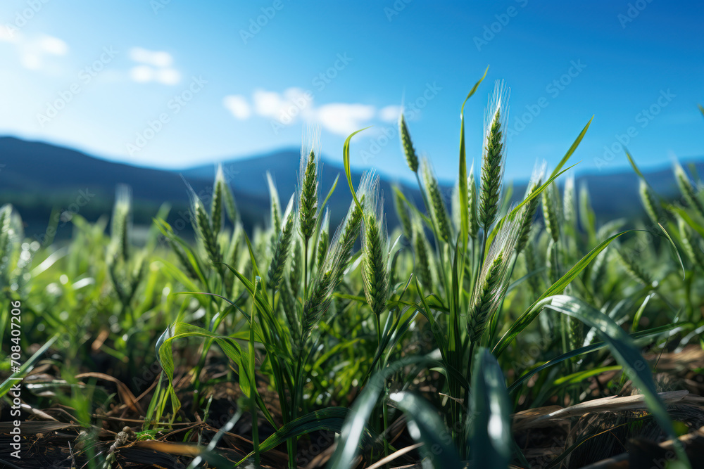 Sprouting wheat fields in early spring, a vibrant and promising sight ...