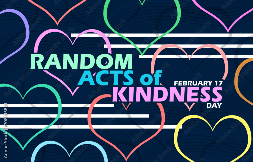National Random Acts of Kindness Day event banner. Colorful bold text ...