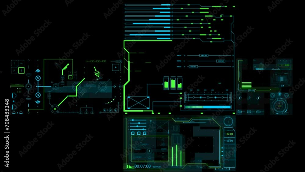 PNG.HUD abstract Sci Fi technological template. Animated 2D texture for ...
