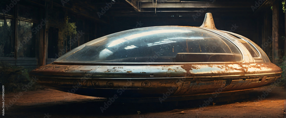 spaceship-like structure adorned with ancient suggesting a rich history ...