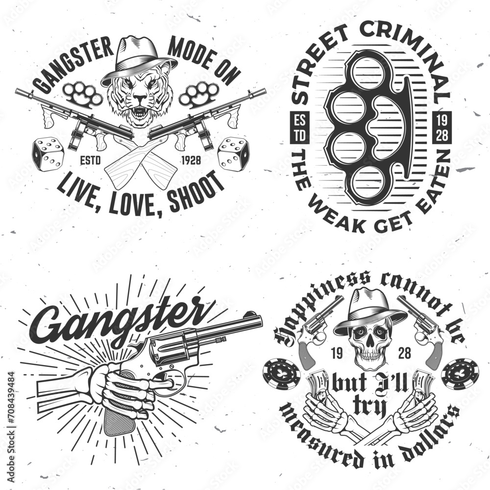 Set of gangster club badge design. Vector illustration. Vintage ...