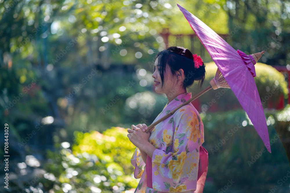 Pretty the Traveller Young Asian woman wearing a Japanese traditional ...