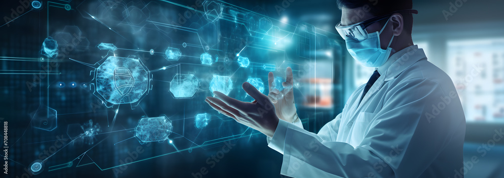 Doctor diagnose and checking brain testing result with computer and AI ...