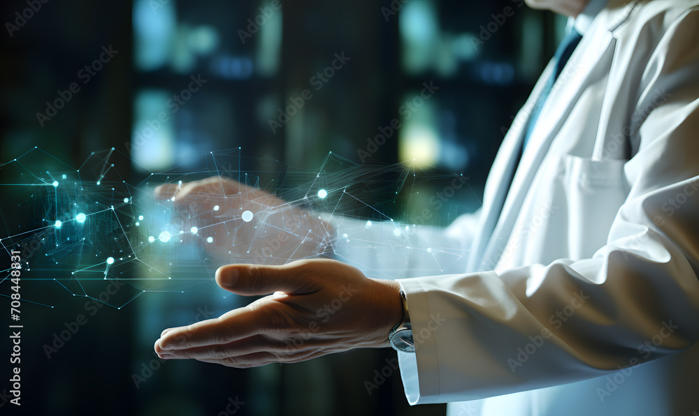 Doctor diagnose and checking brain testing result with computer and AI ...