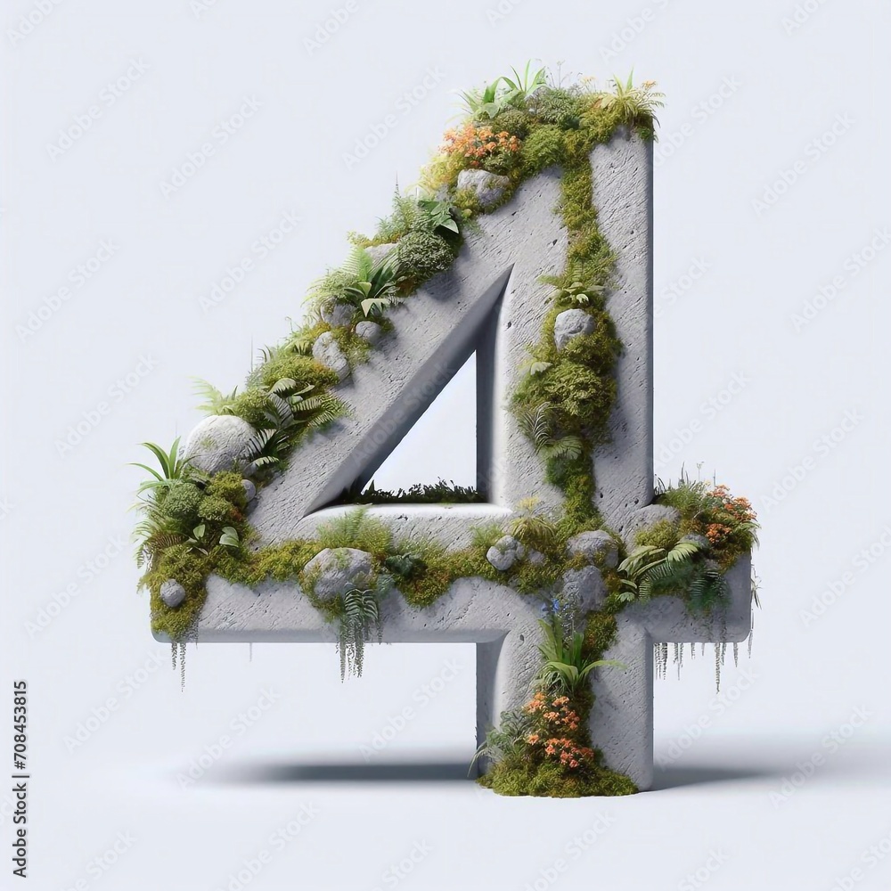 4 digit shape 3D Lettering That Blends Concrete With Nature. AI ...