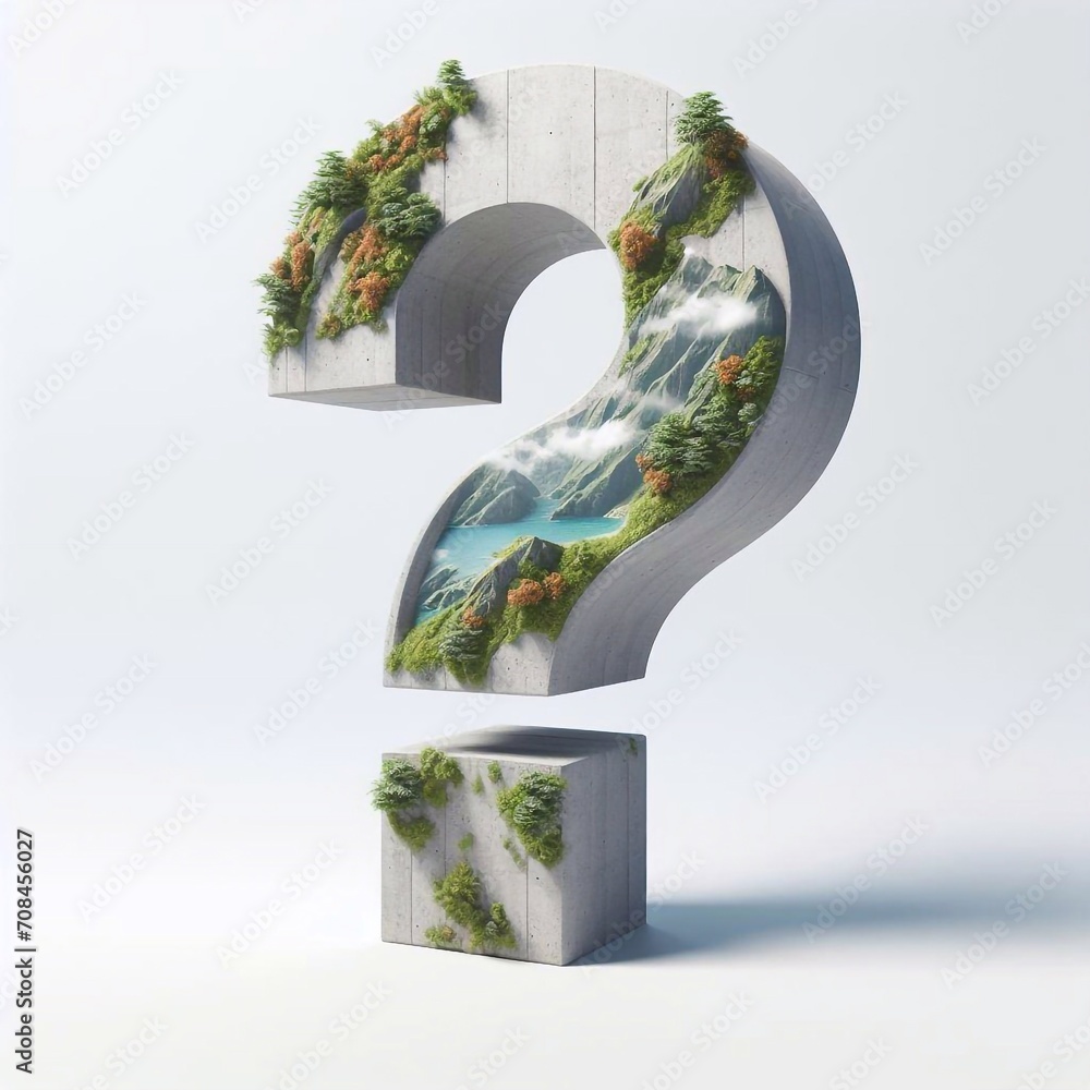 Question mark shape 3D Lettering That Blends Concrete With Nature. AI ...